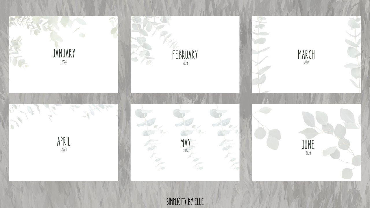 2024 Eucalyptus Wall Calendar Template - Etsy