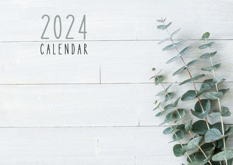 2024 Eucalyptus Wall Calendar Template - Etsy