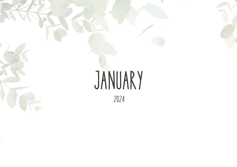 2024 Eucalyptus Wall Calendar Template - Etsy