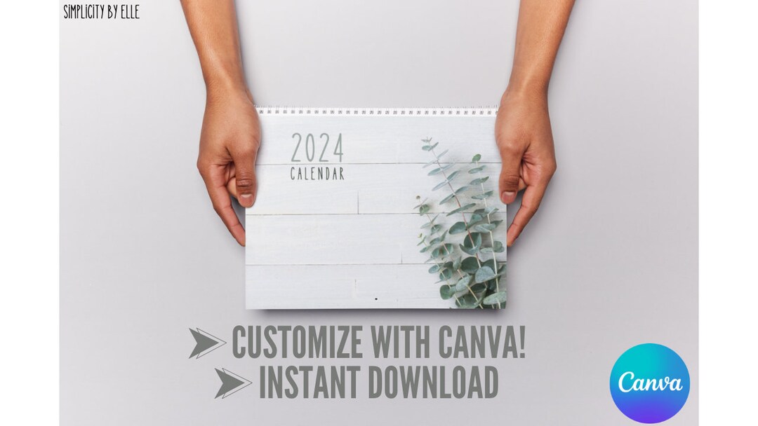 2024 Eucalyptus Wall Calendar Template - Etsy