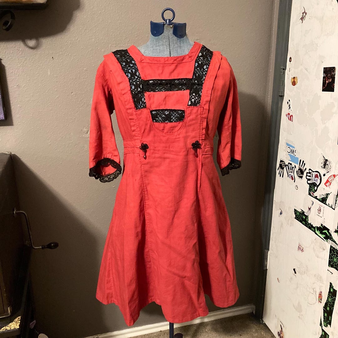Antique 1900s Edwardian Victorian Red Lace Mini Dress - Etsy