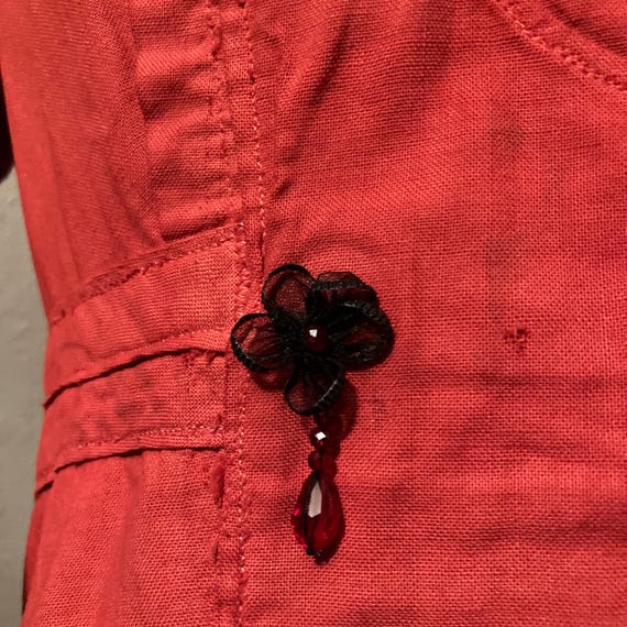 Antique 1900s Edwardian Victorian red lace mini dress - Gem