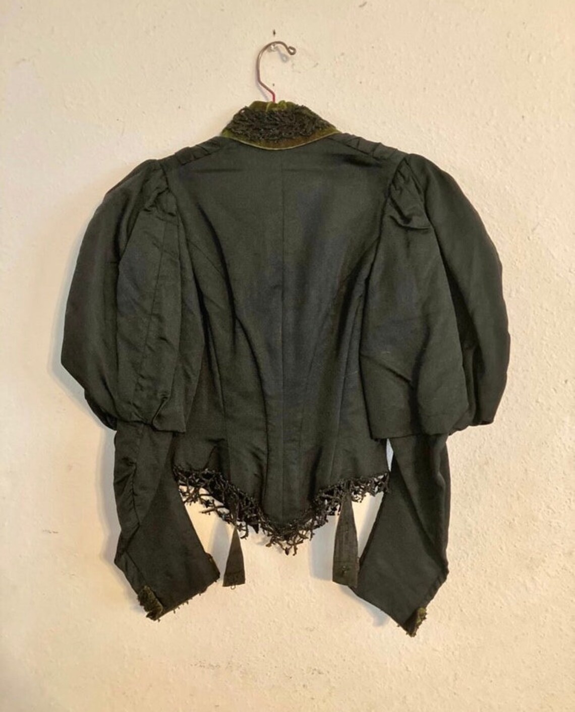 Antique Victorian 1900s Leg O Mutton Black Green Bodice - Etsy