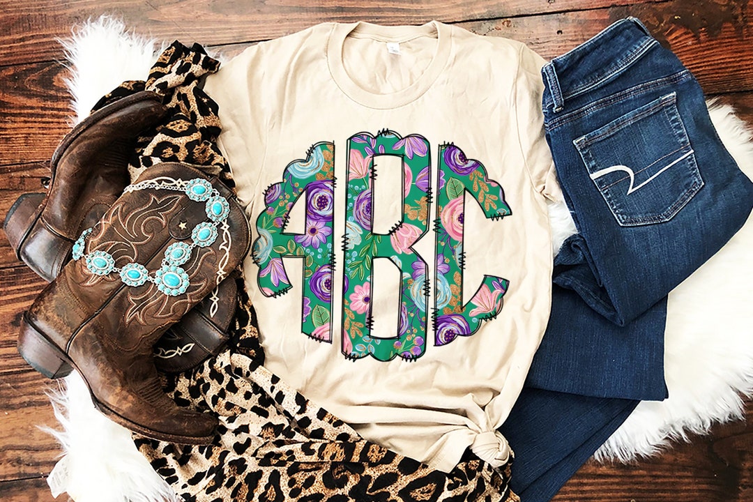 DTF Transfer Floral Monogram #2307TDSD - Etsy