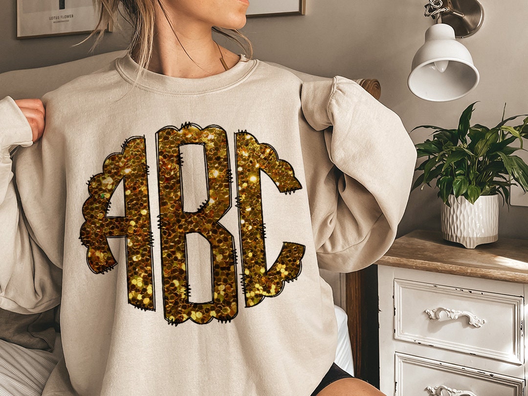 DTF Transfer Chunky Gold Glitter Monogram #2411DLD - Etsy