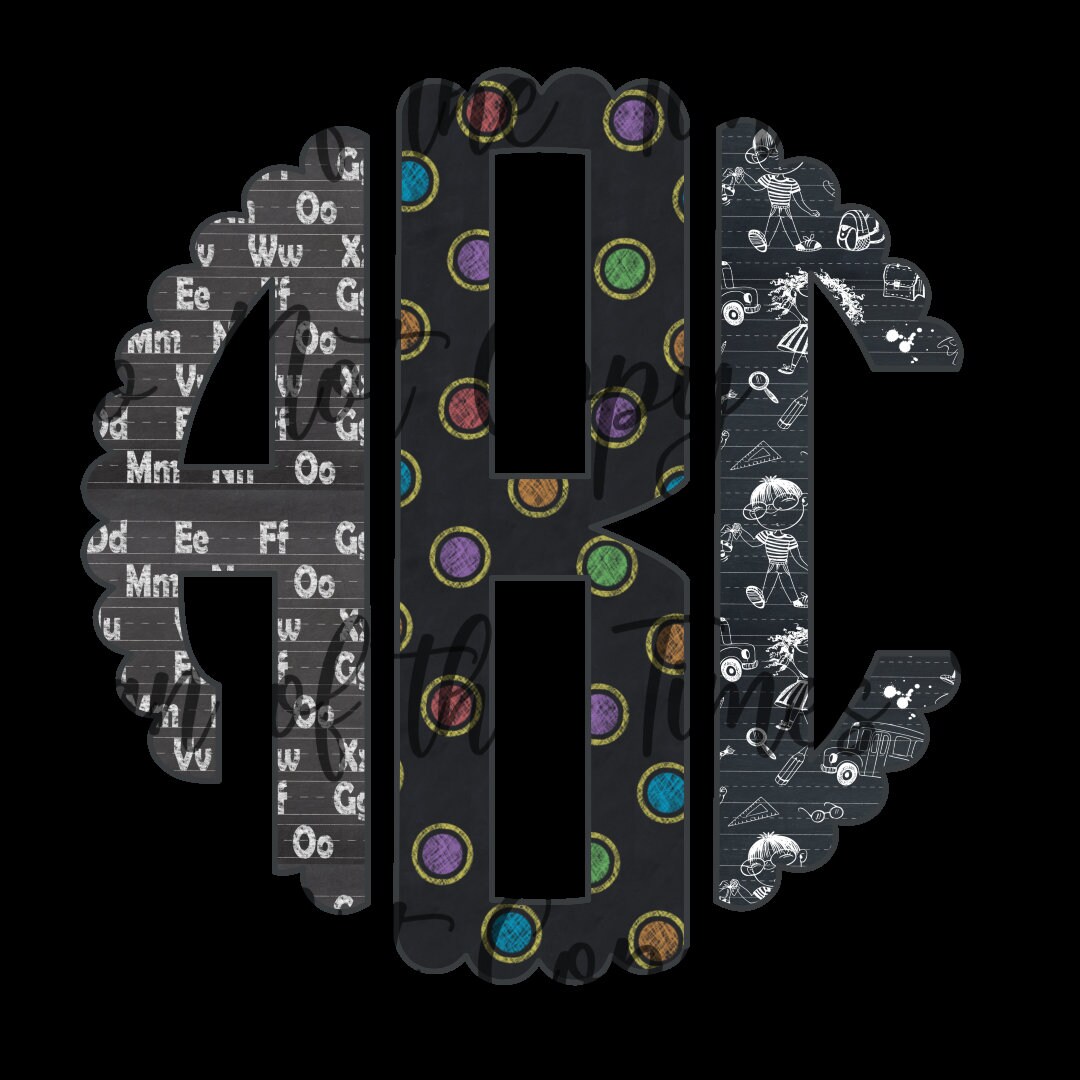 Ready to Press DTF Transfer Back to School Print Monogram #231113GD - Etsy