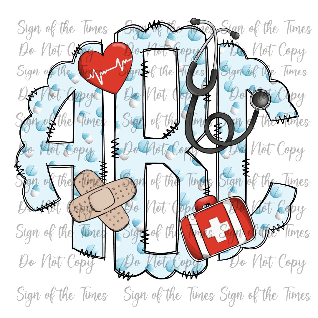 Ready to Press DTF Transfer Nurse Monogram #2370 - Etsy