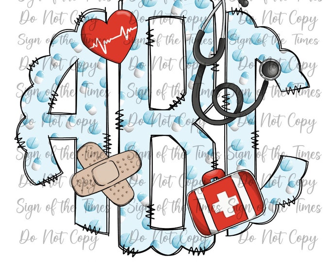 Ready to Press DTF Transfer Nurse Monogram 2370 - Etsy