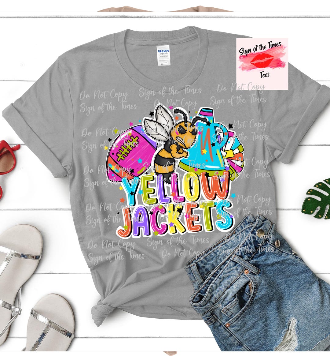Ready to Press DTF Transfer Colorfull Yellow Jackets Mascot #24711APPD ...