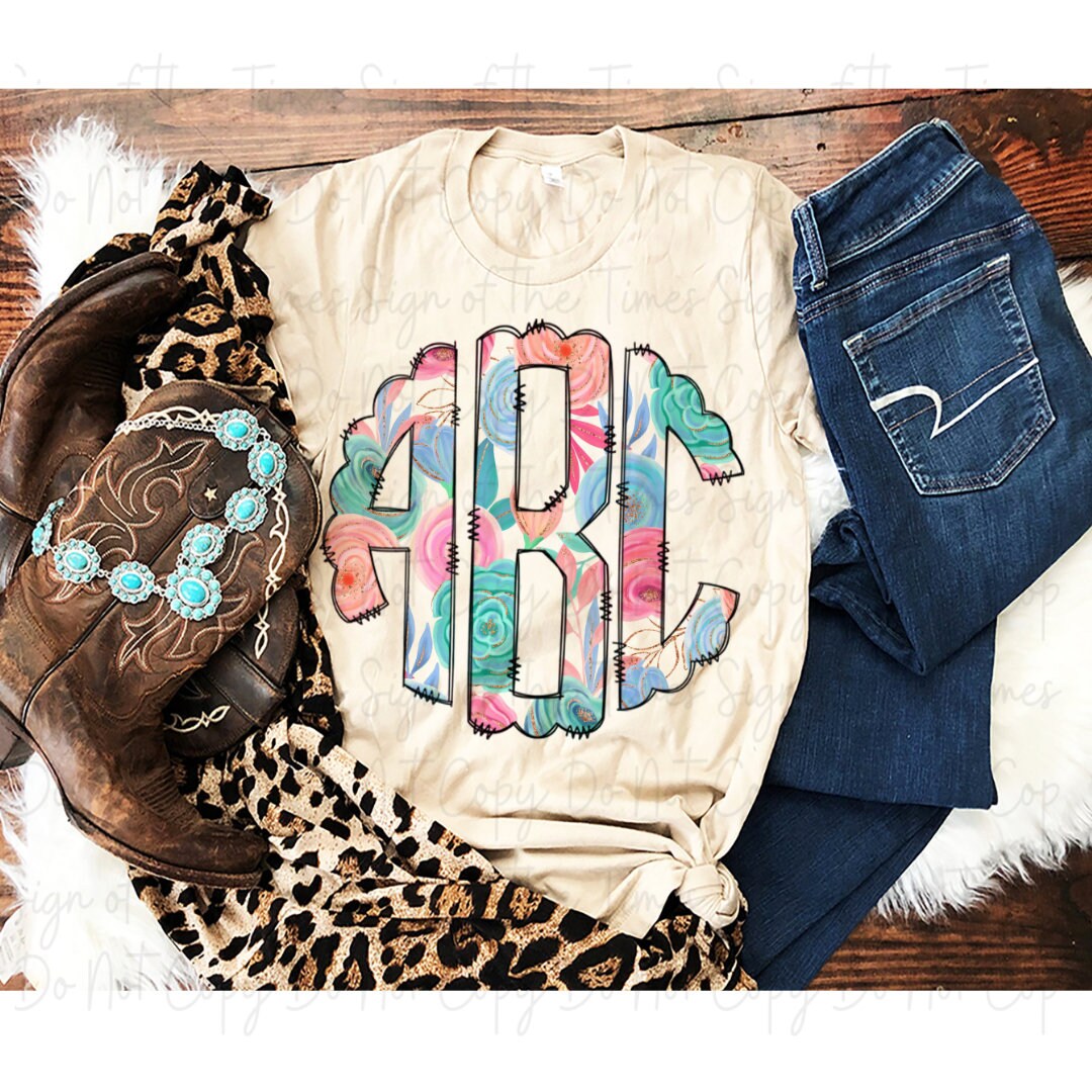 DTF Transfer Floral Monogram #2305 - Etsy
