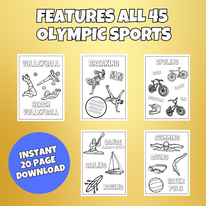 Summer Olympics Coloring Book Digital Download - Etsy