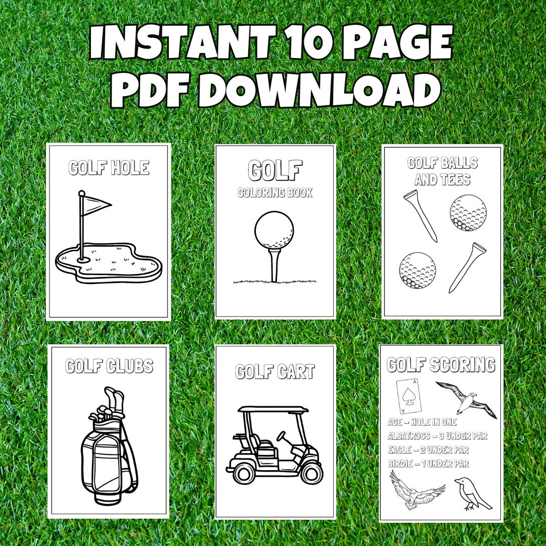 Golf Coloring Book Instant Download Printable - Etsy