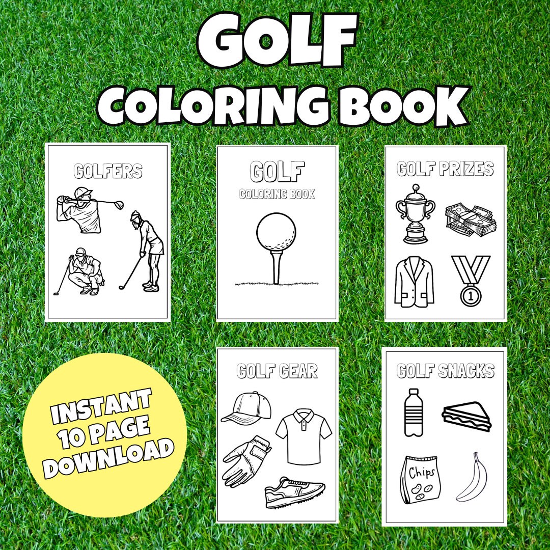 Golf Coloring Book Instant Download Printable - Etsy