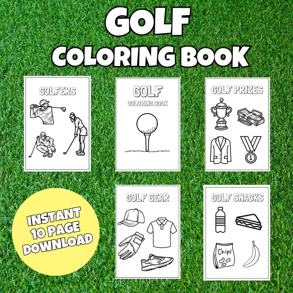 Golf Coloring Book Instant Download Printable - Etsy