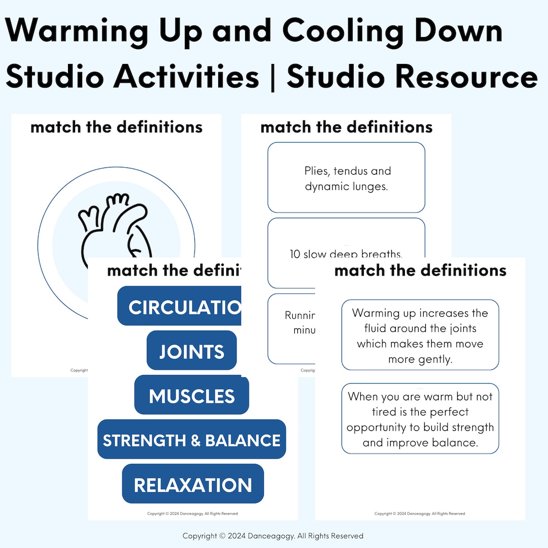 Dance Studio Class Activity Bundle - Warming up and Cooling Down - Etsy