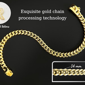 Cuban Dog Chain, Gold Dog Collar, Engraved Metal Letter, Custom Gold ...