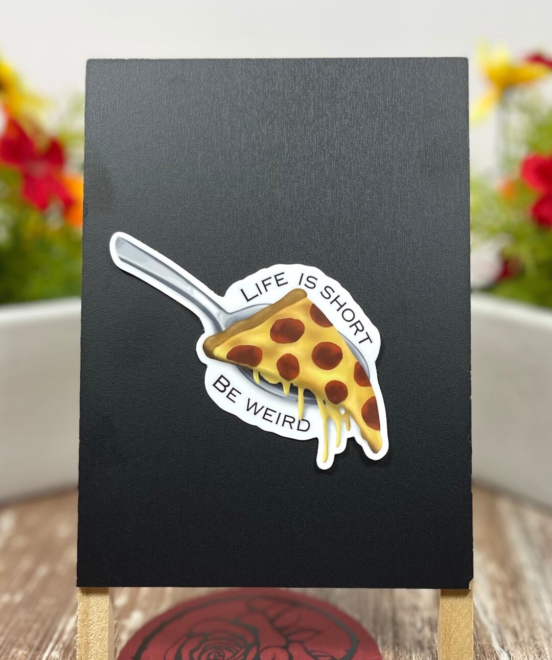 Funny Pizza Sticker Humor, Water Bottle Sticker, Embrace Weirdness - Etsy