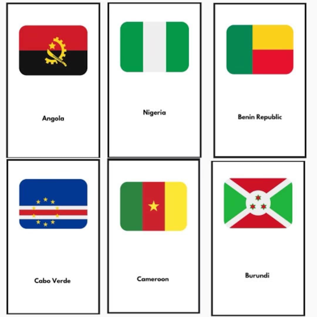 54 African Countries Flags Flashcards and Posters|montessori, Pre ...
