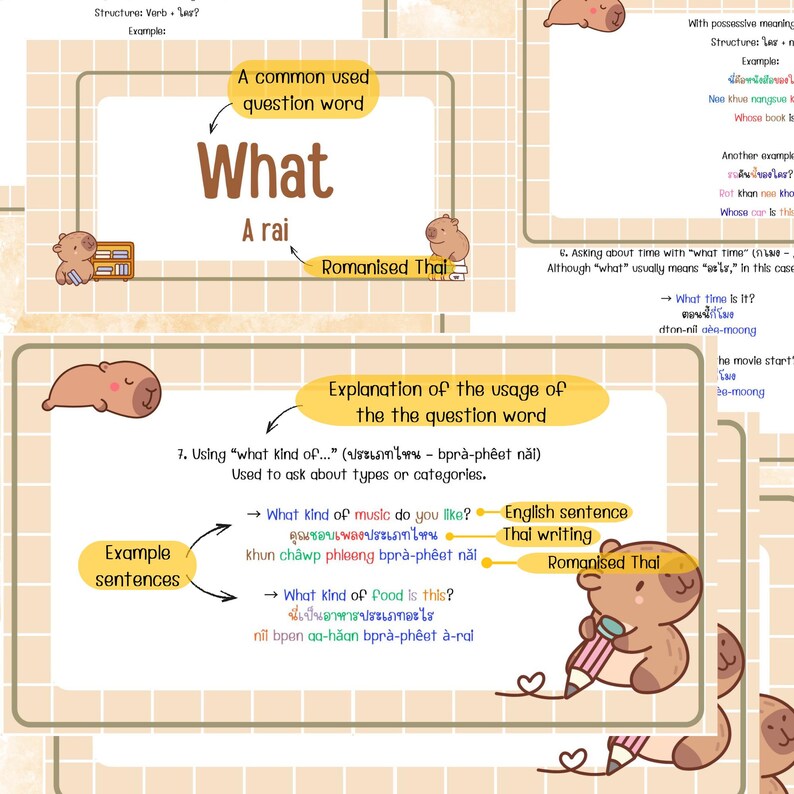 Learn Thai Vocabulary Verbs & Sentences, PDF Files - Etsy
