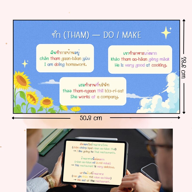 Learn Thai Vocabulary Verbs & Sentences, PDF Files - Etsy