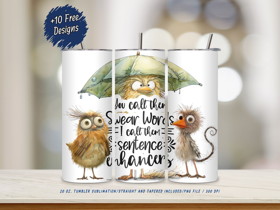 Funny Bird Swear Words 20oz Tumbler Wrap PNG (digital Download) - Etsy