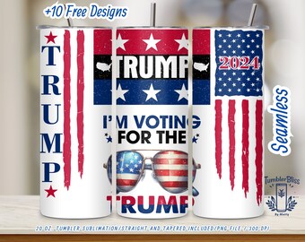 Trump 2024 Tumbler Wrap PNG Digital Download 20 Oz Skinny, Election ...