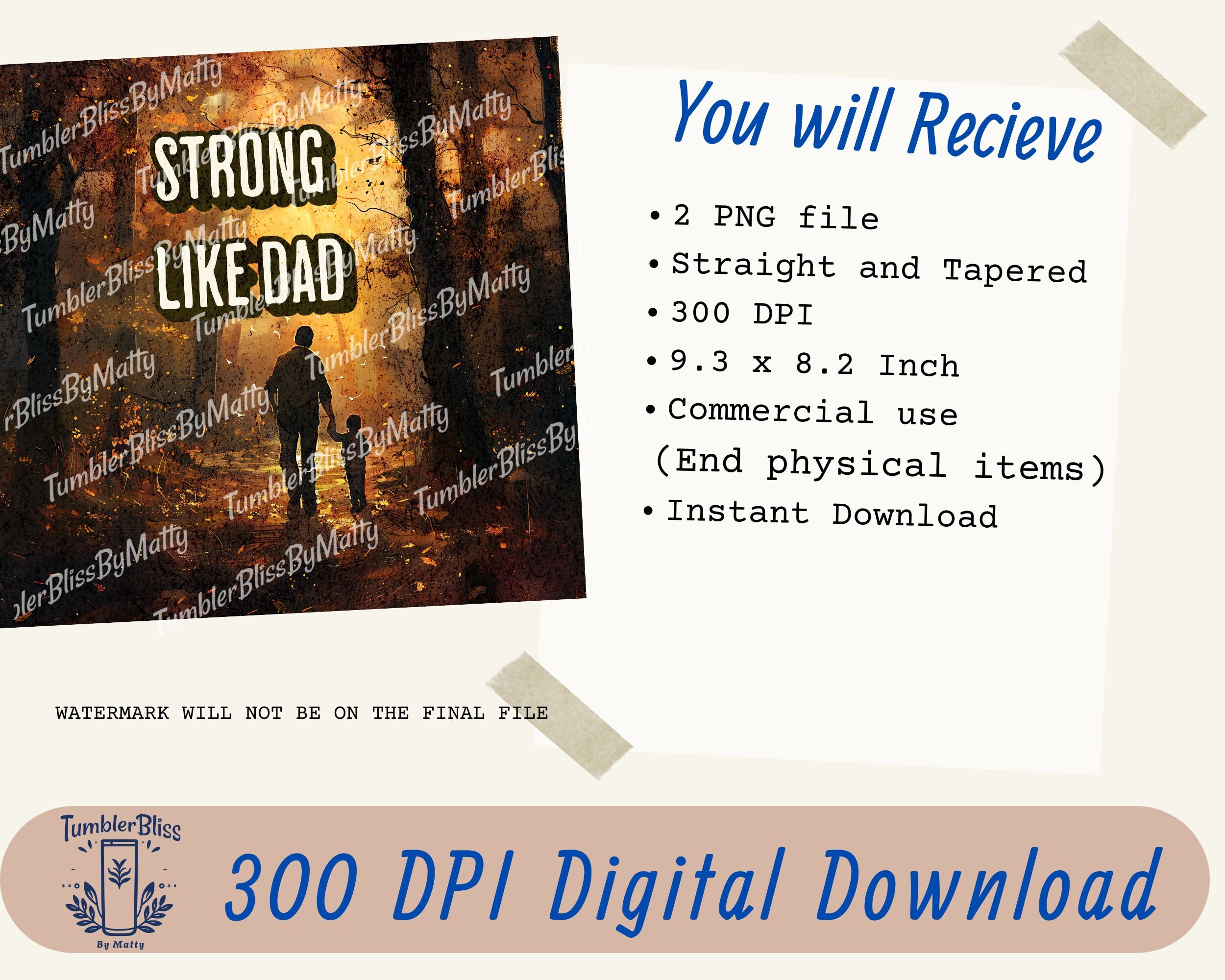 Strong Like Dad Skinny Tumbler Wrap PNG 20 Oz Sublimation Tumbler ...