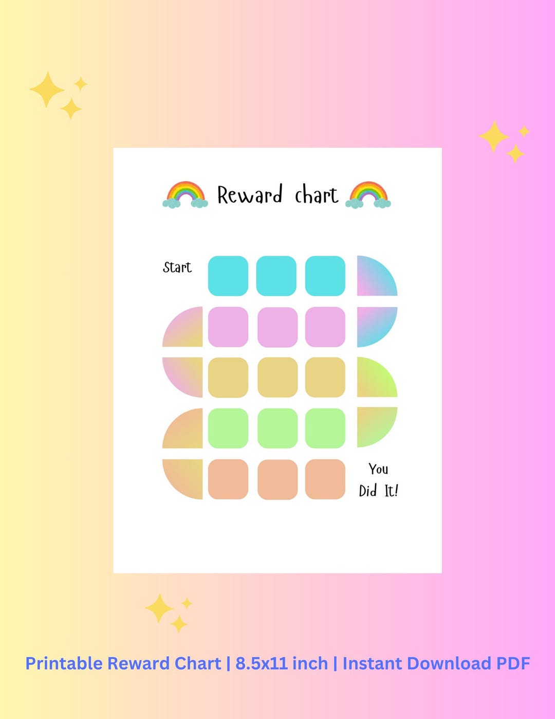 Printable Kids Reward Chart | Printable Rainbow Reward Chart for Kids ...