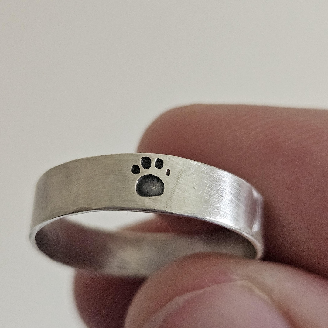 Silver Paw Print Ring - Etsy