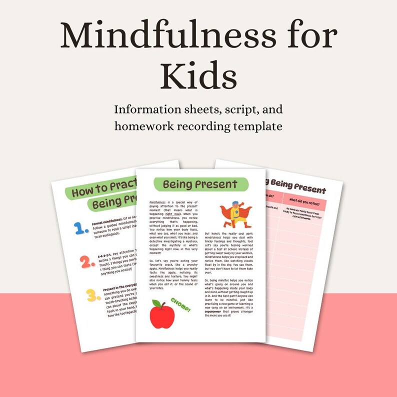 Mindfulness for Kids - Information Handouts, Meditation Script, Logbook ...