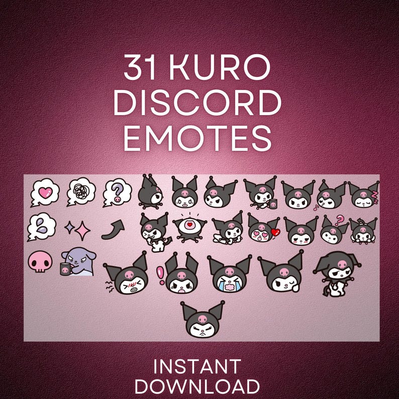 31 Kuro Emotes for Discord | Cute | Pink | Purple | Emotes - Etsy