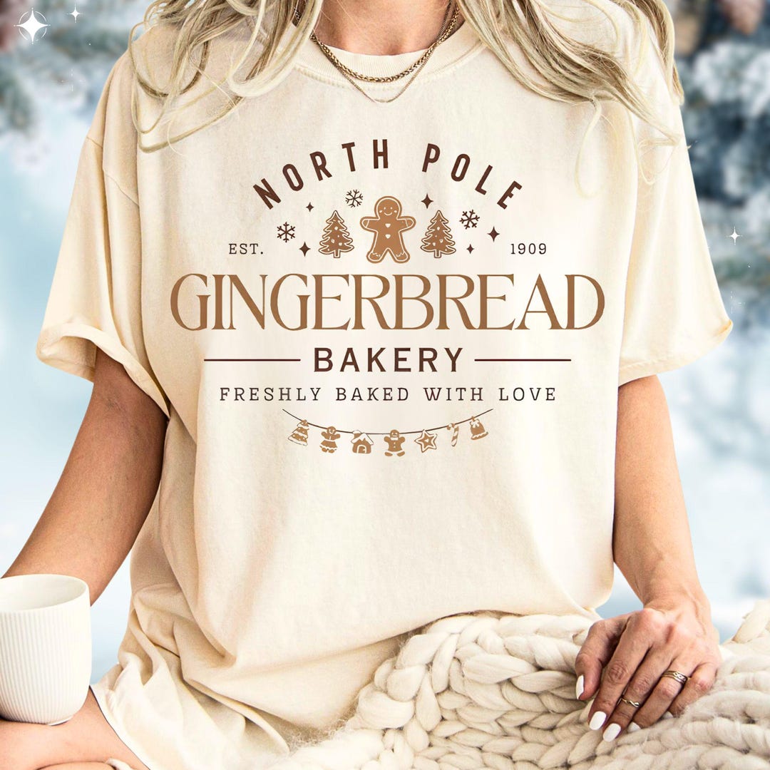 Christmas GINGERBREAD BAKERY Comfort Colors® Sweatshirt, Christmas Holiday Sweater, Gingerbread ...