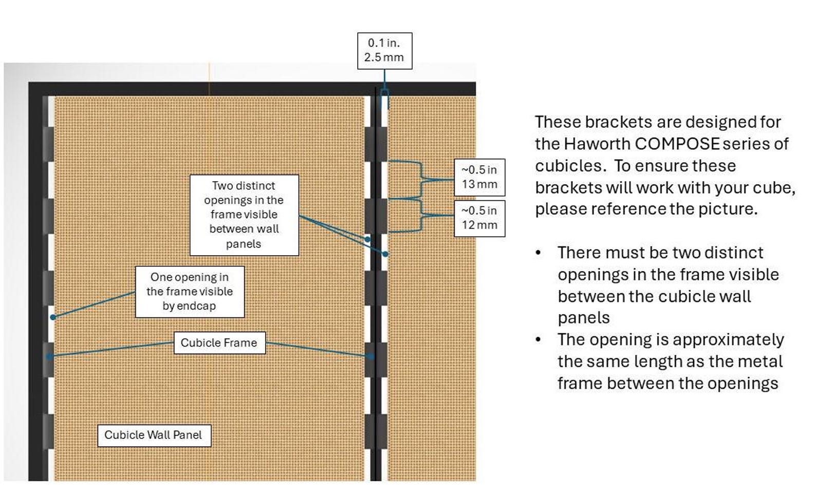 Shelf Brackets for Haworth COMPOSE Cubicle Walls, 6" Depth [brackets ...