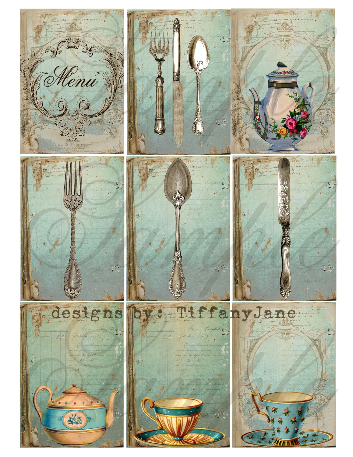 Tiffanyjane-tea Time Collage Sheet-instant Download Collage Sheet ...