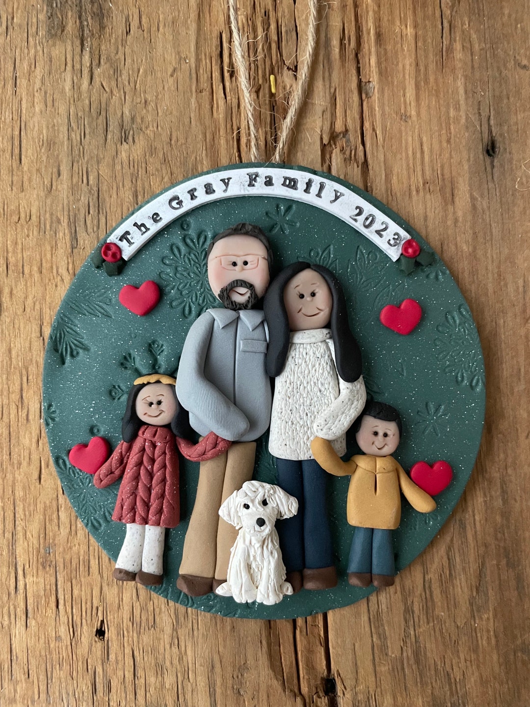 5 Member Personalized Clay Family Portrait Christmas Ornament - Etsy