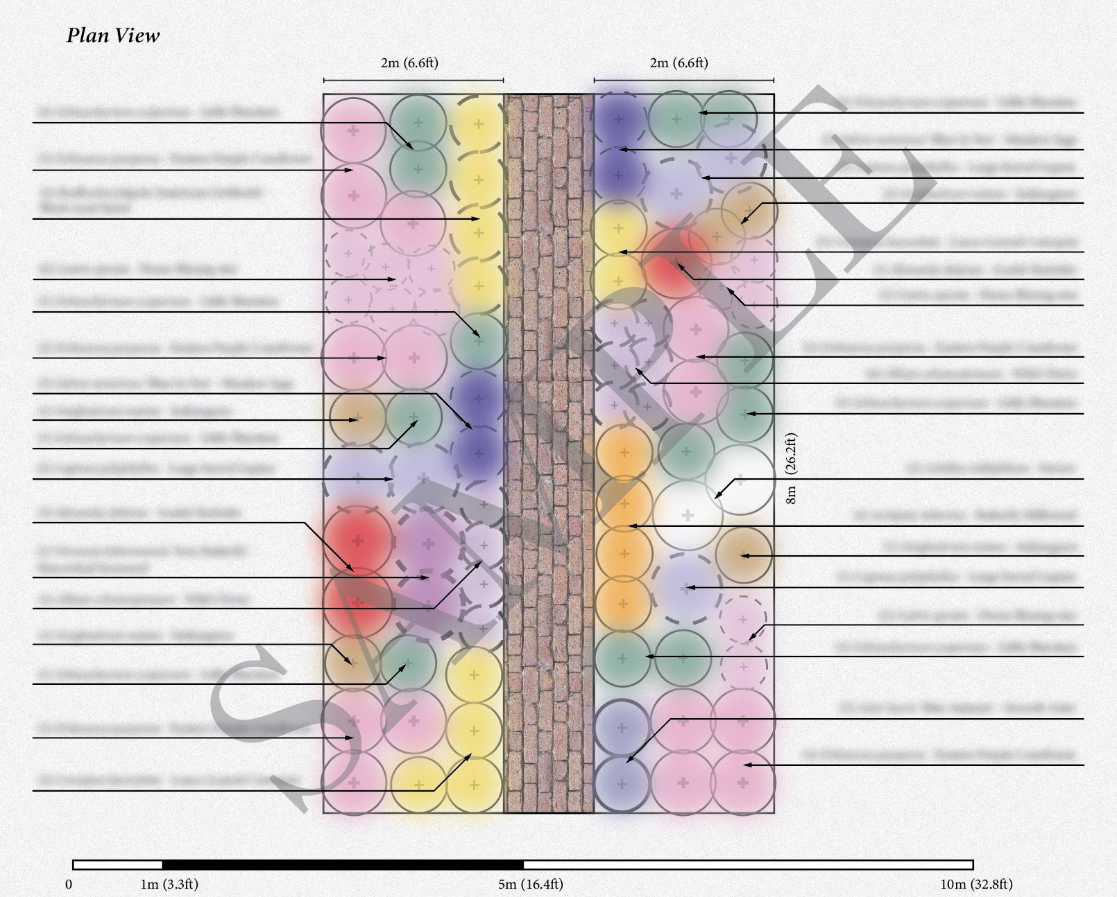 Prairie Pollinator Garden Template - Pathway (TWO BEDS - 2m X 8m ...