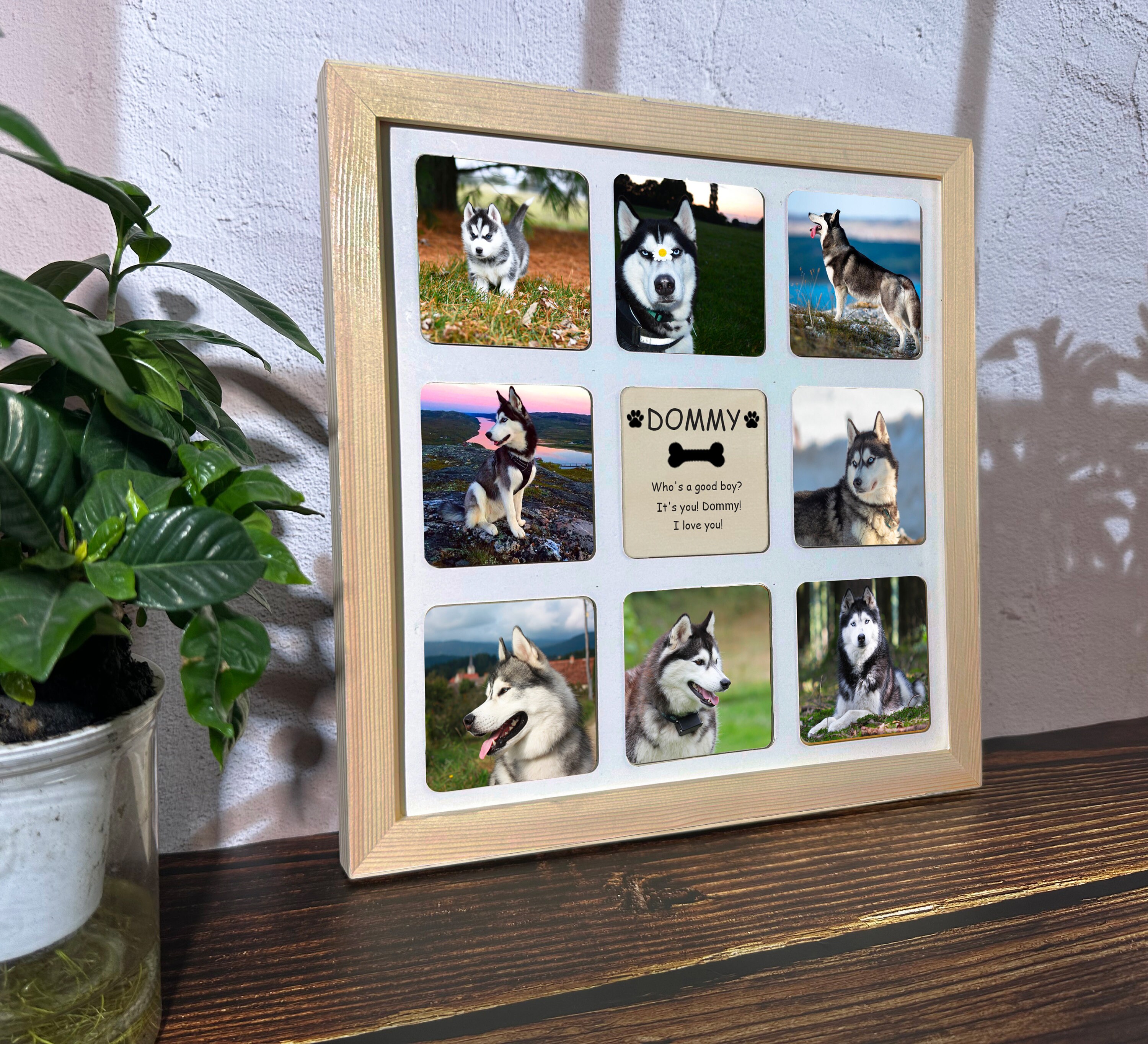 Custom Dog Photo Wooden Frame,dog Photo Collage,dog Name Photo Frame ...