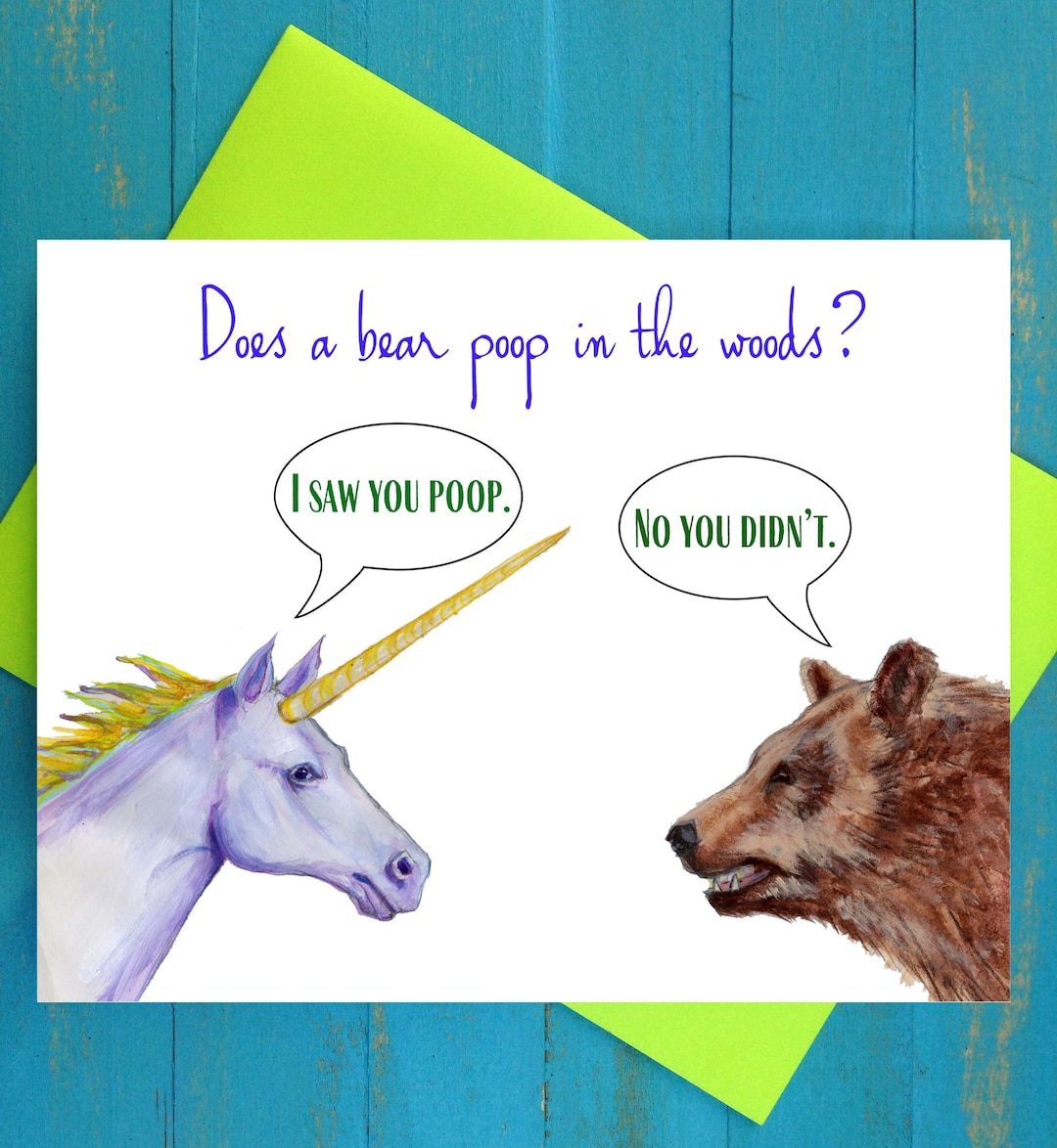 Does a Bear Poop in the Woods Greeting Card - Etsy