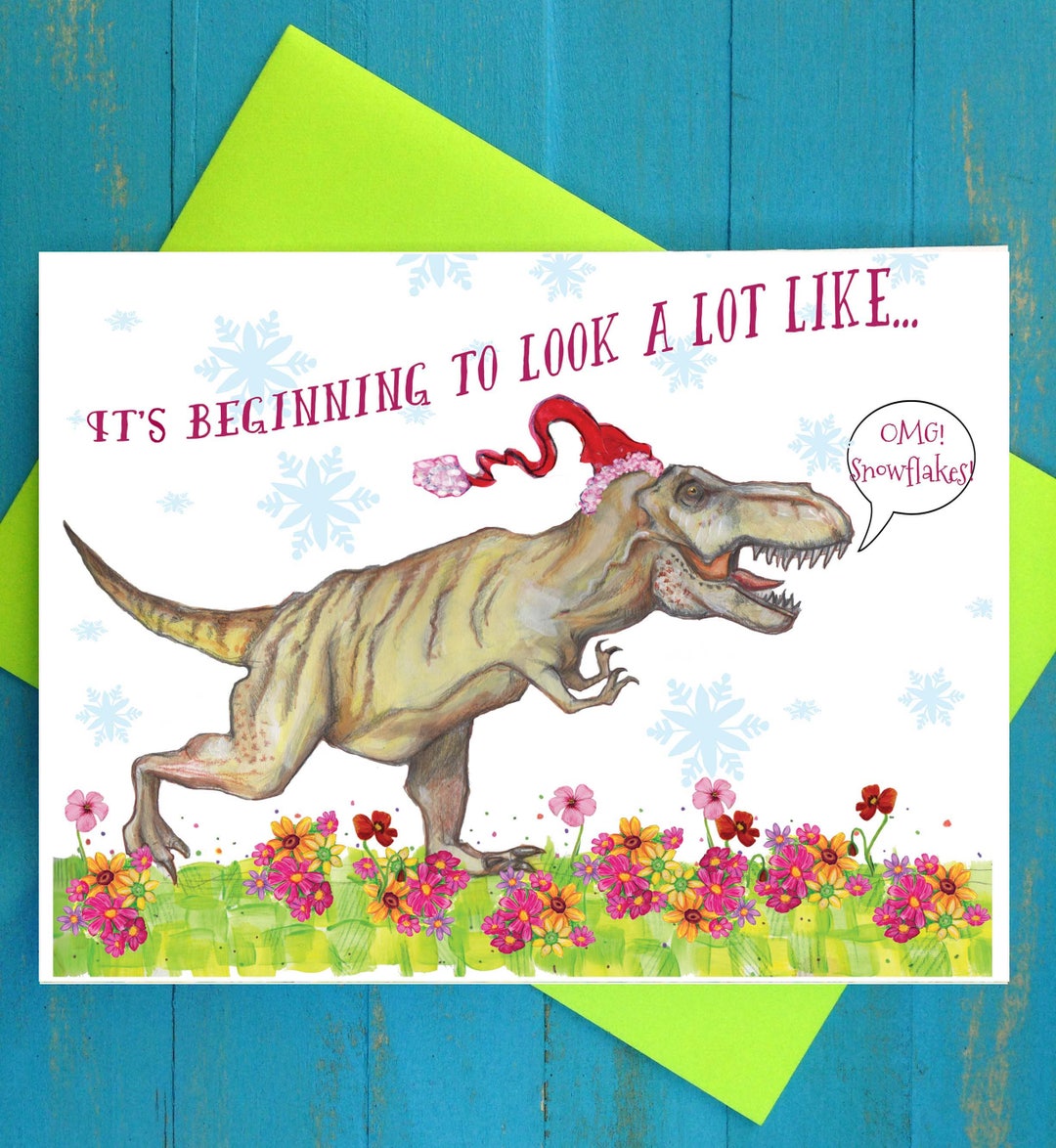 T-rex-mas Greeting Card - Etsy