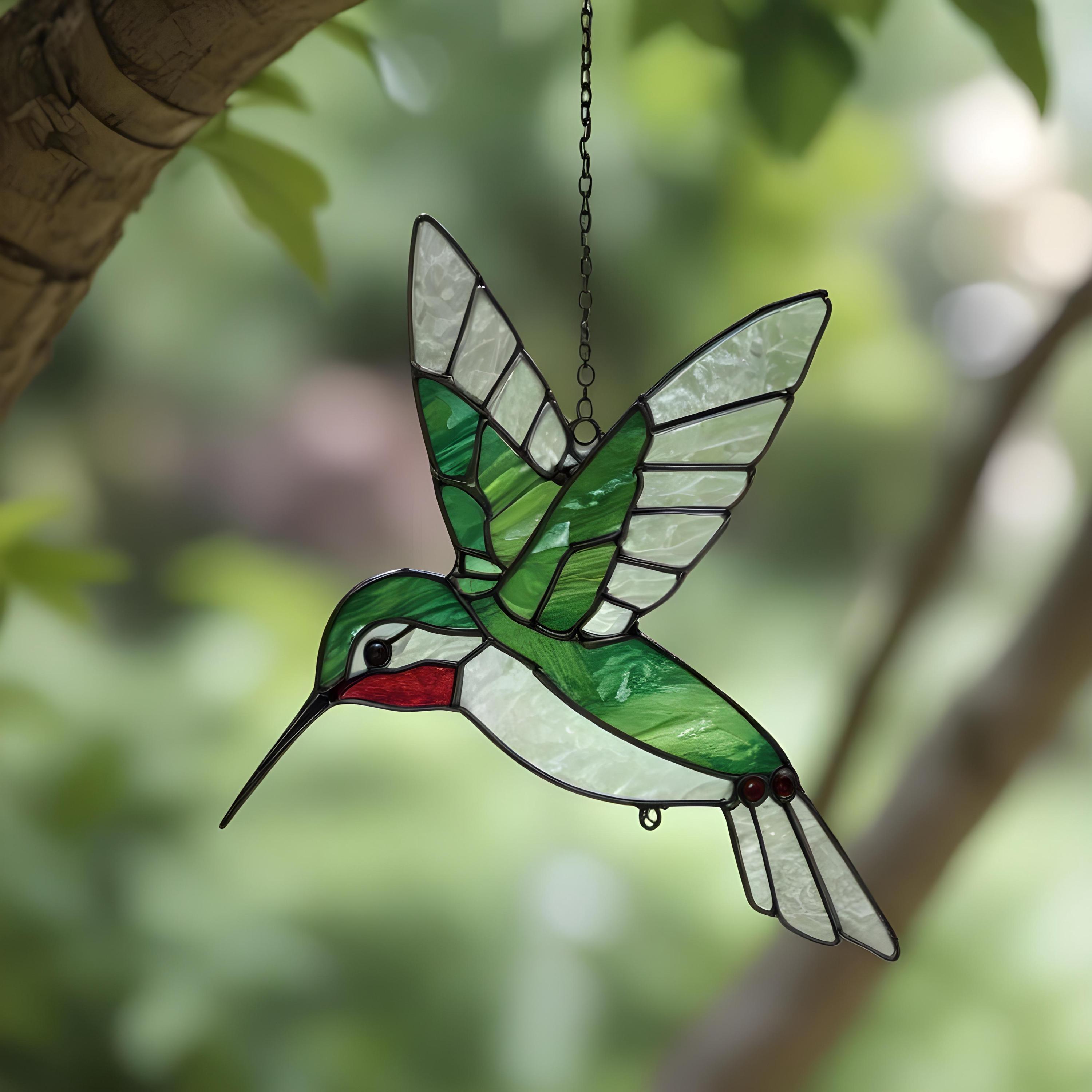 Custom Hummingbird Stained Glass Window Hanging,stained Glass Bird ...