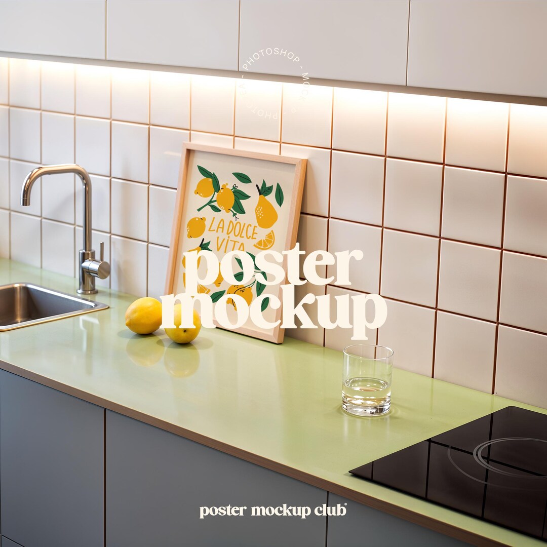 Kitchen Poster Mockup, Artwork Frame Mockup, Photoshop Poster Mockup ...