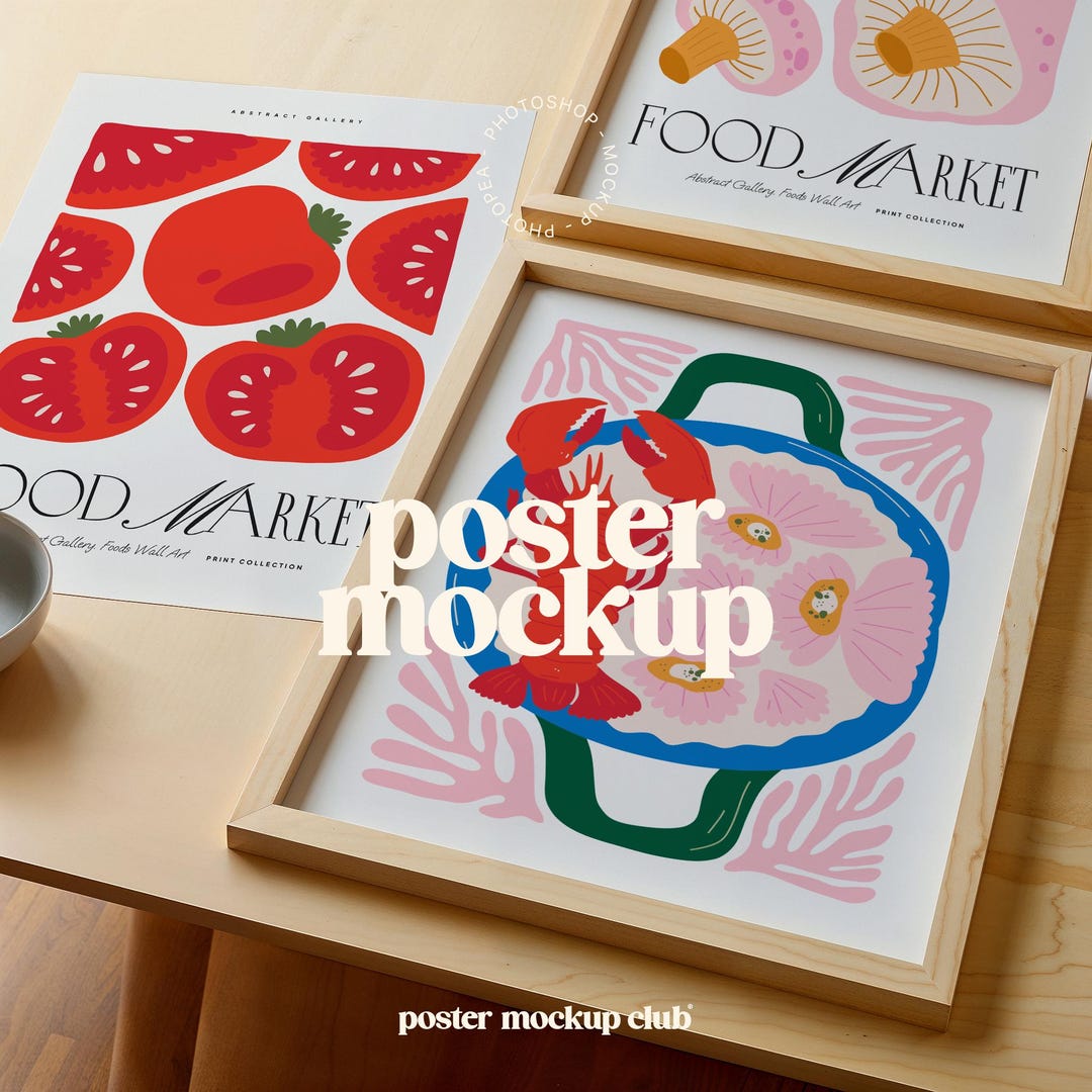 Triple Poster Mockup, Artwork Frame Mockup, Close up Poster Mockup ...
