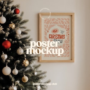 Christmas Poster Mockup, Artwork Frame Mockup, Festive Poster Mockup ...