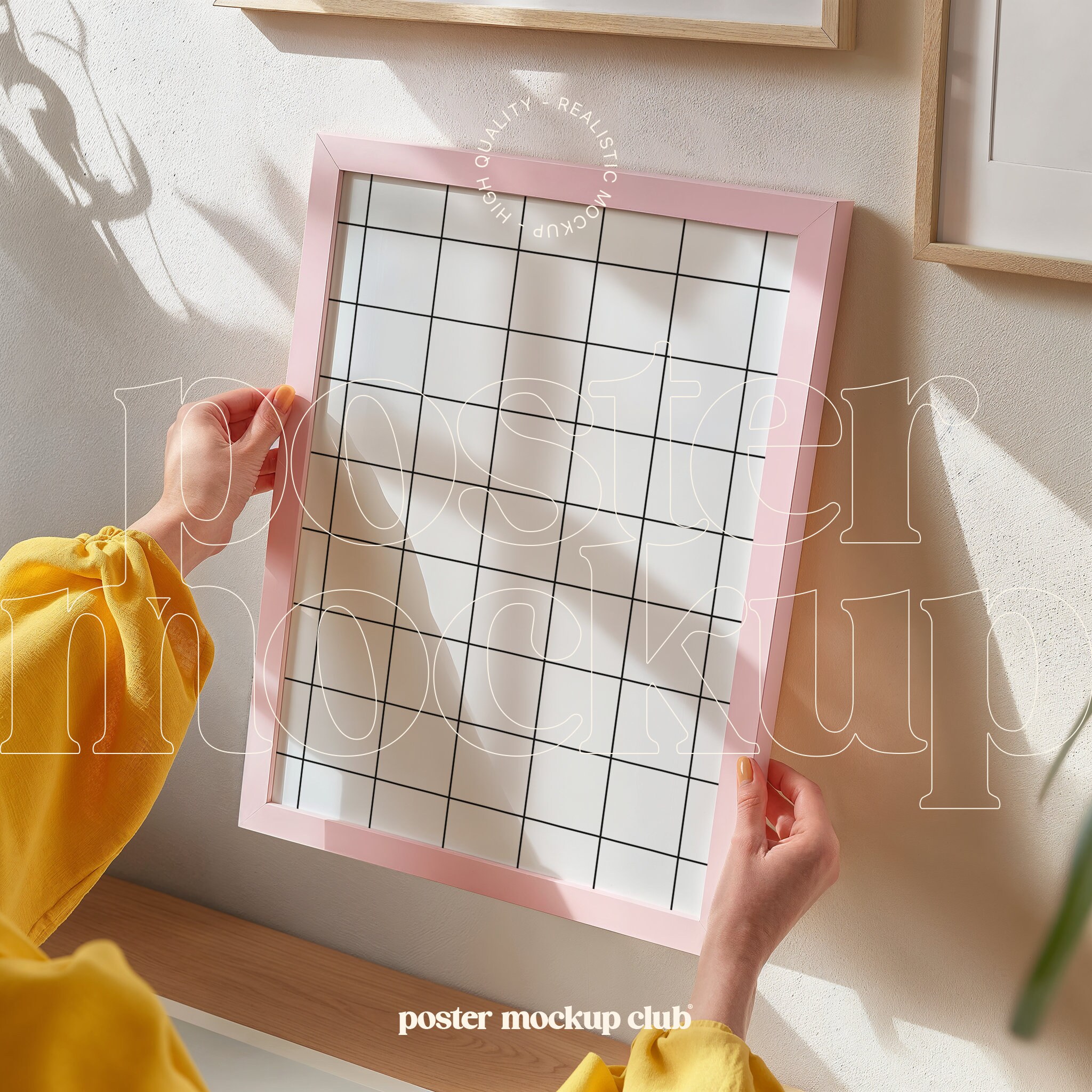 Artwork Frame Mockup, Pink Picture Frame, Woman With Poster, Poster ...