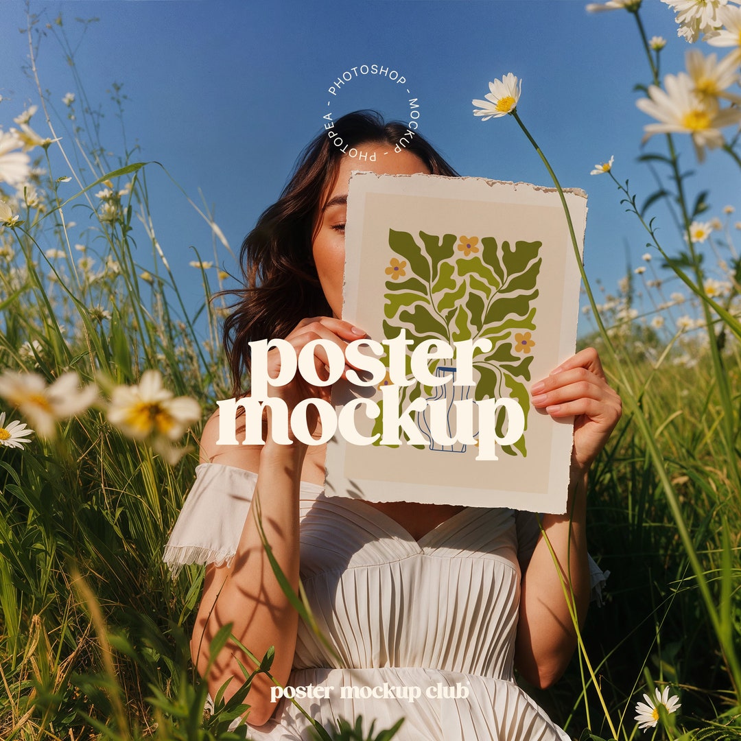 Poster Mockup With Person, Flower With Frame Mockup, Woman With Poster ...