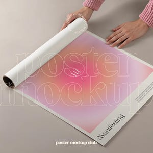 Rolled Poster Mockup, Flat Lay Poster Mockup, A4 Paper Mockup, Poster ...