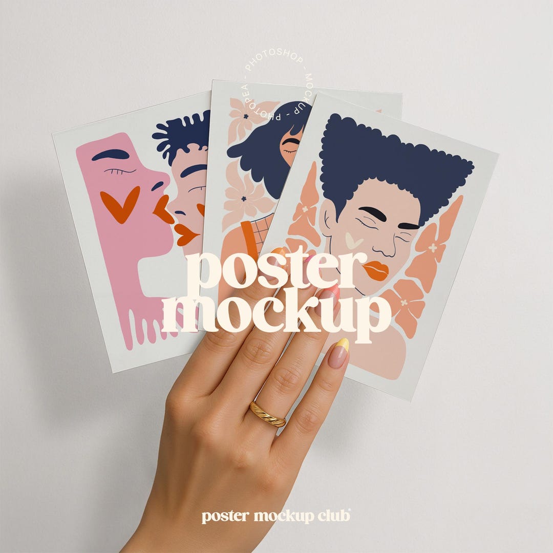 Triple Poster Mockup, Artwork Frame Mockup, Postcard Mockup, Multi ...