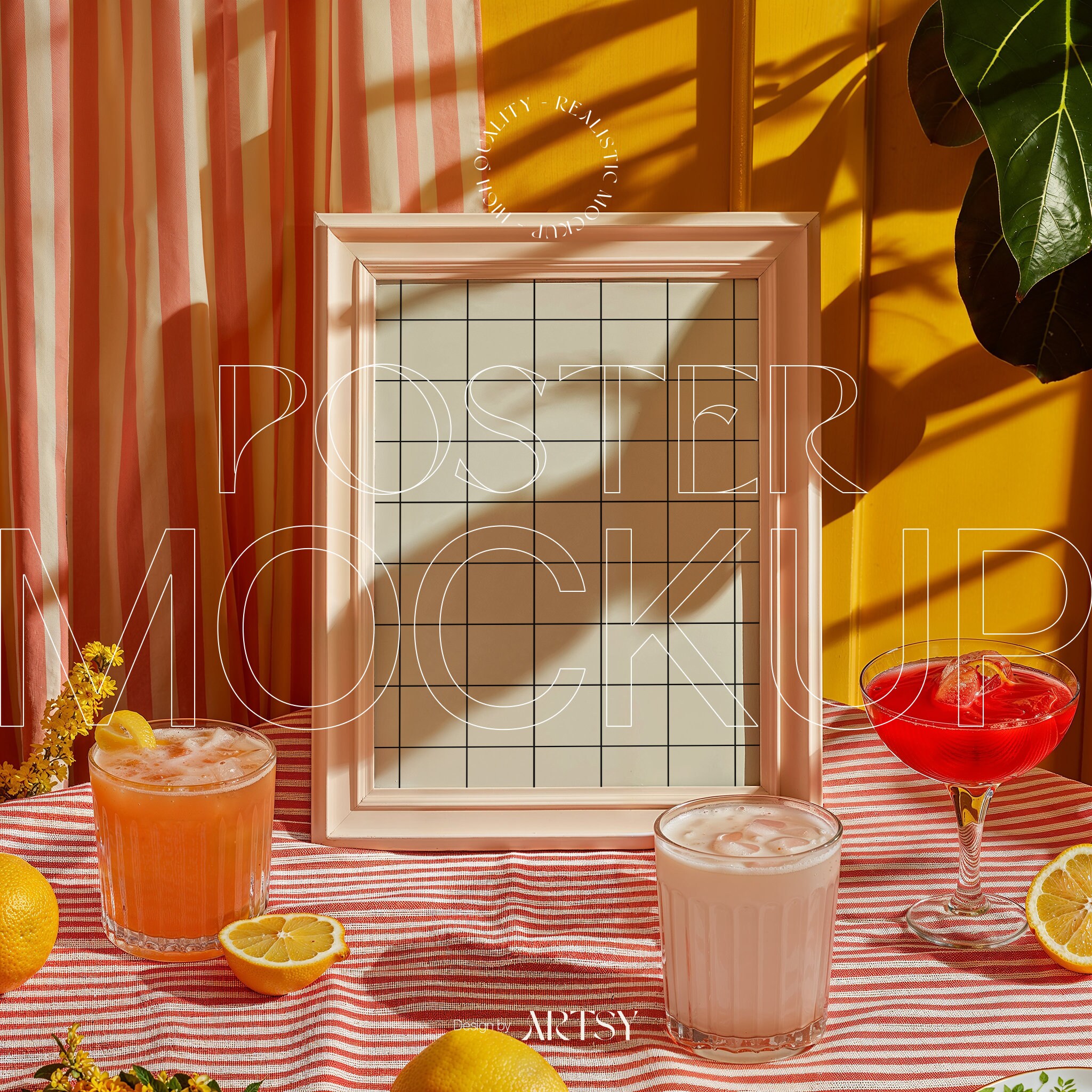 Cocktail Poster Mockup, Preppy Picture Frame, Photo Frame Mockup ...