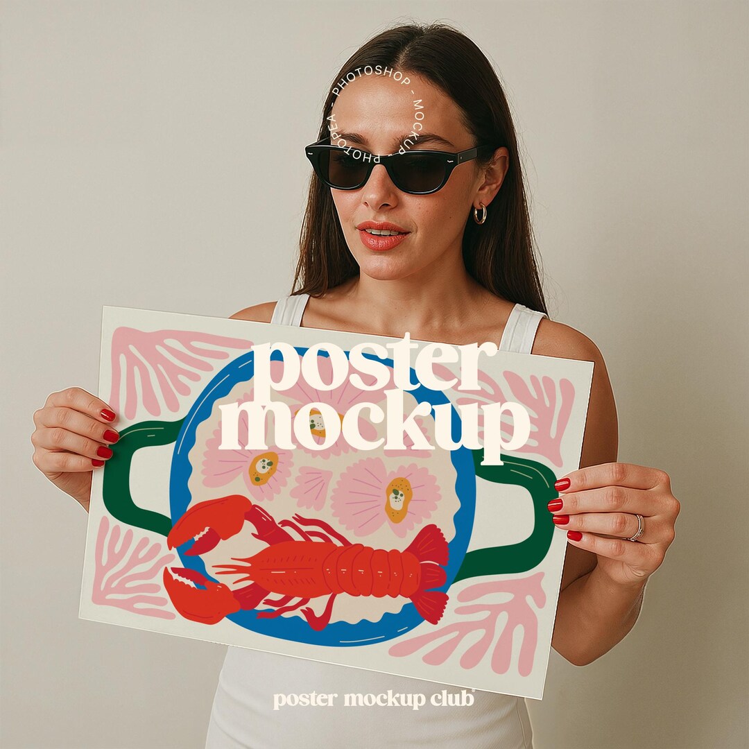 Woman Holding Poster Mockup, Artwork Frame Mockup, Horizontal Poster ...