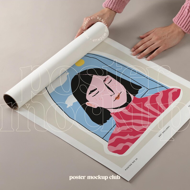 Rolled Poster Mockup, Flat Lay Poster Mockup, A4 Paper Mockup, Poster ...